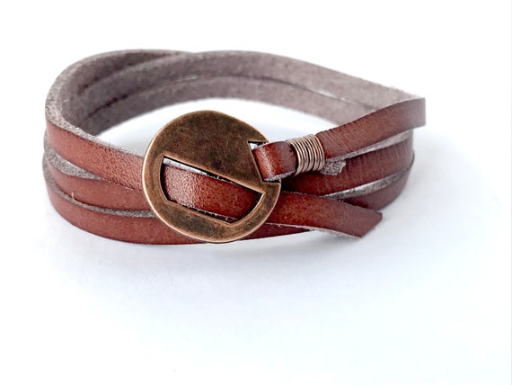 Leather Bracelet Genuine Brown Leather Bracelet Leather - Etsy