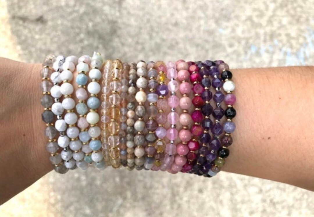 Crystal Personalized Gemstone Bracelet for Teenage Girl, Pink Bracelets ...