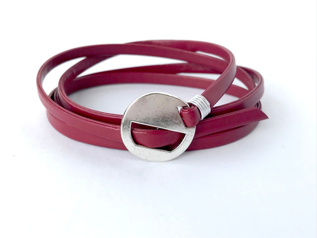 RED Leather Bracelet, Genuine Leather Bracelet, Leather Wristband ...