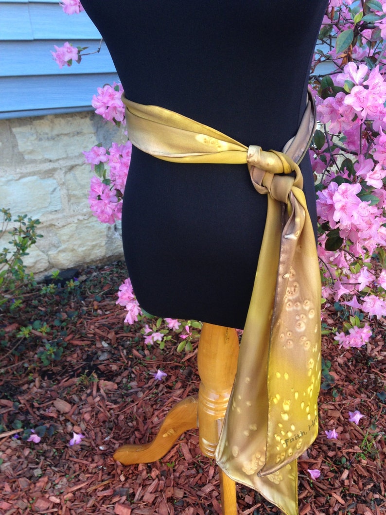 Inspirational Scarf, Hand Painted Brown Silk Sash, Hand Painted Brown ...