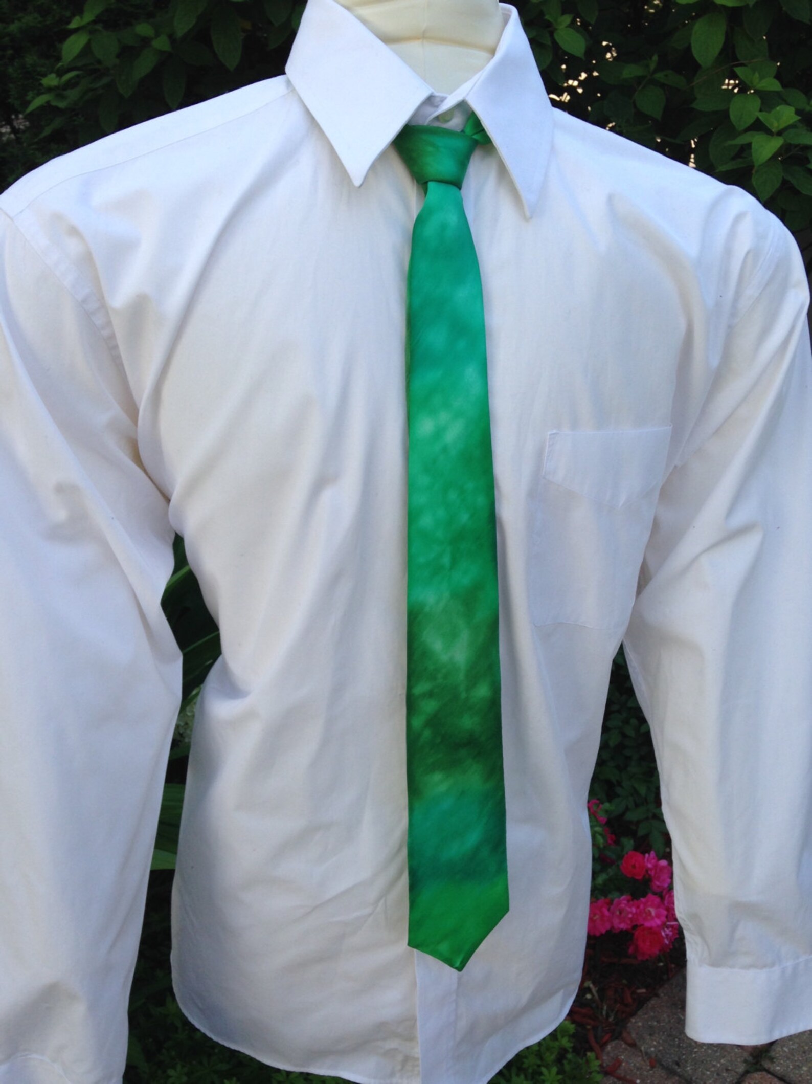 Handpainted Silk Green Tie, Emerald Tie, Hand Painted Teal Tie - Etsy