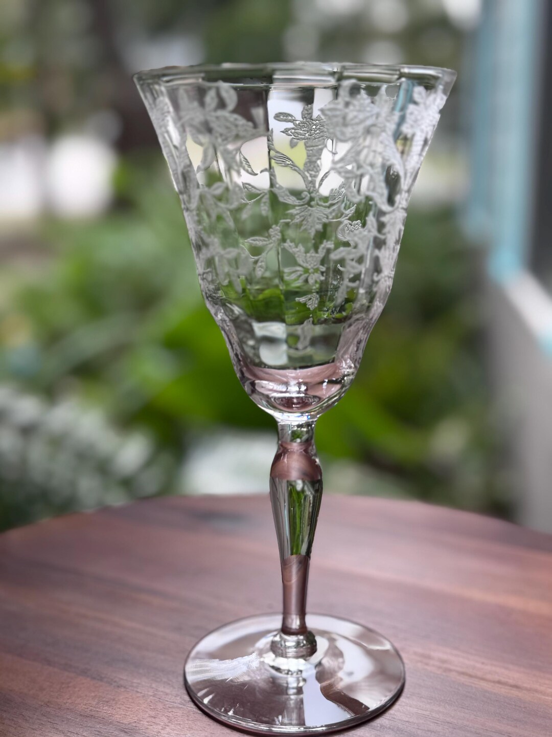 Vintage Morgantown Crystal Lace Bouquet Water Goblet, Etched Crystal ...