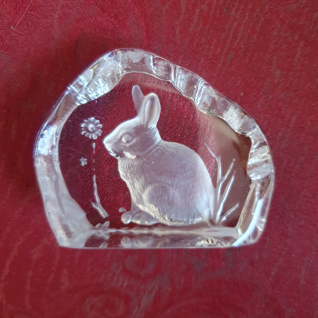 Vintage Glass Crystal Rabbit Bunny Paperweight Ornament - Etsy UK