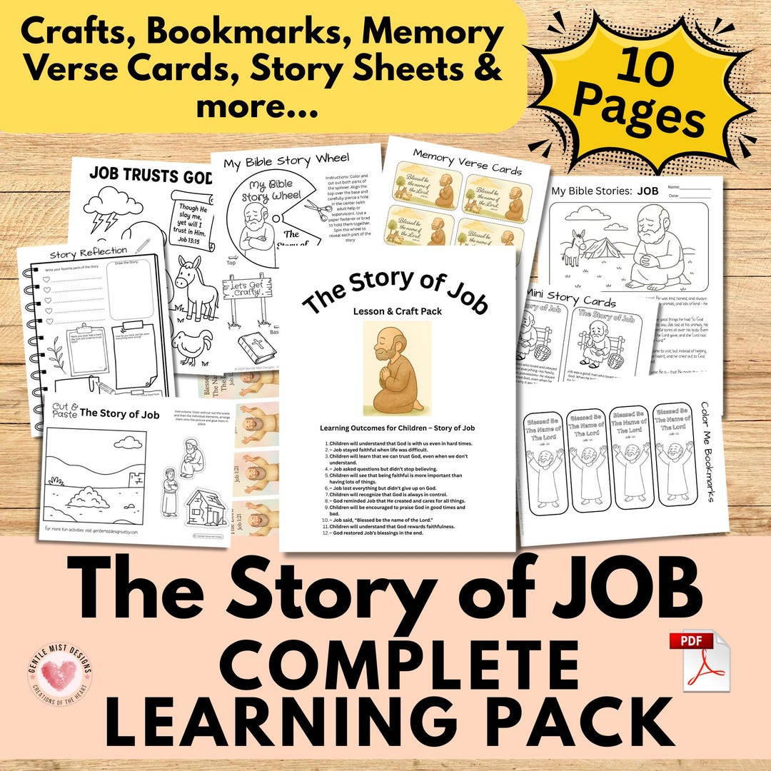 Job Bible Story Complete Learning Pack for Kids. Printable Lesson With ...