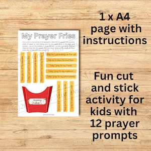 PRAYER FRIES Bible Paper Craft Activity Kit for Kids. Sunday School ...
