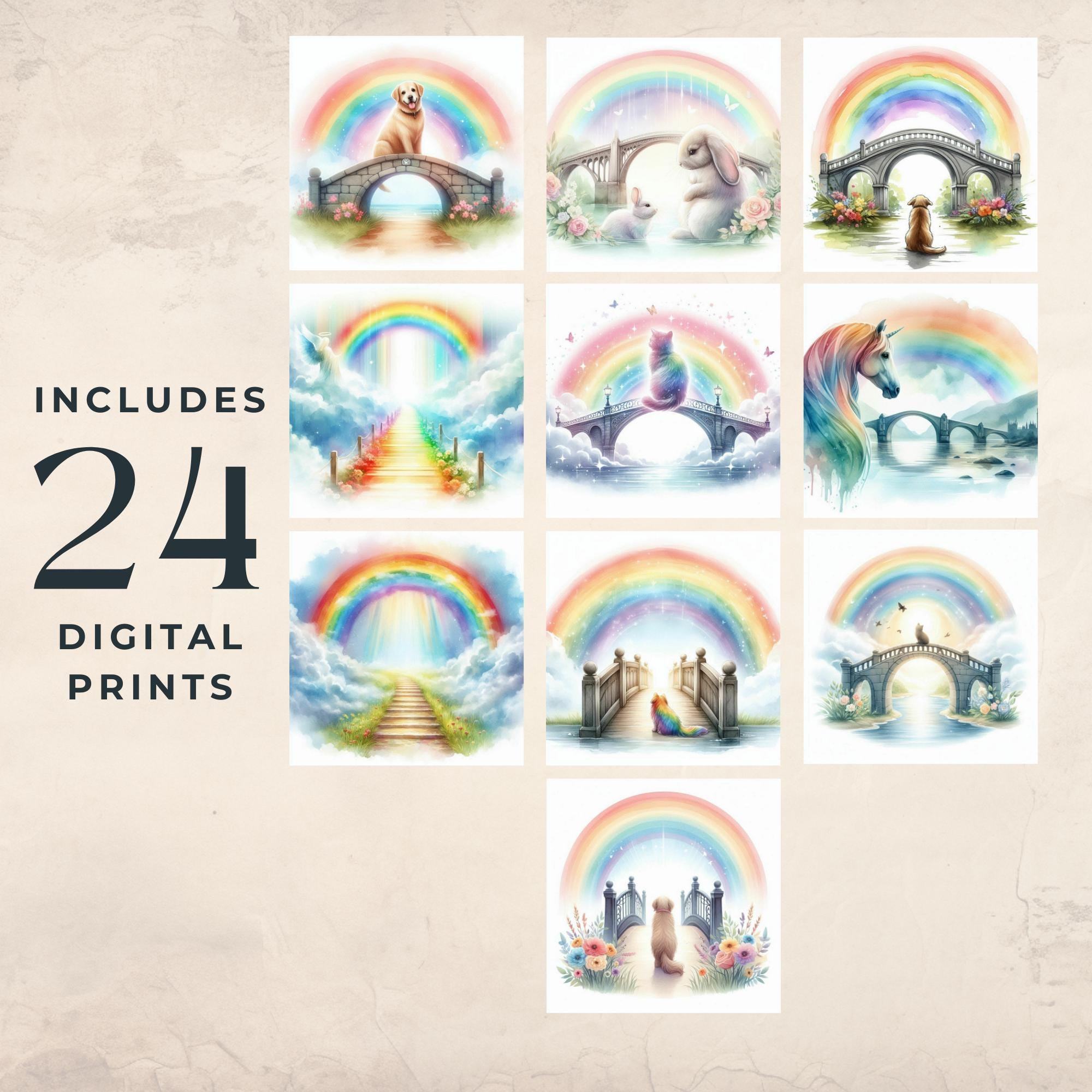 RAINBOW BRIDGE Digital Prints Clipart Images. Pet Loss Junk Journal ...