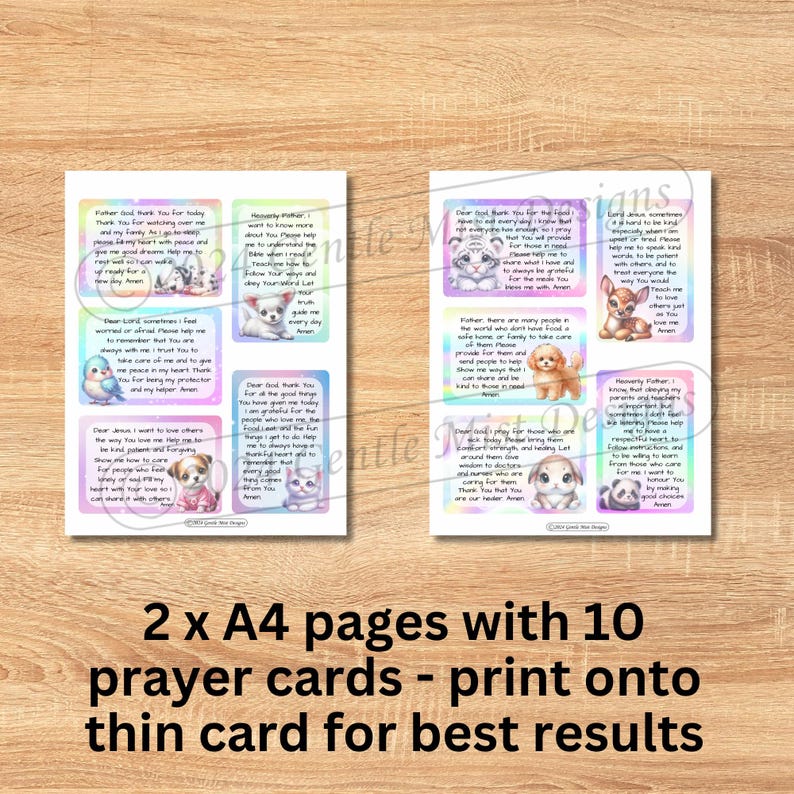 10 CUTE PRAYER CARDS for Girls Paper Craft Activity Kit for Kids ...