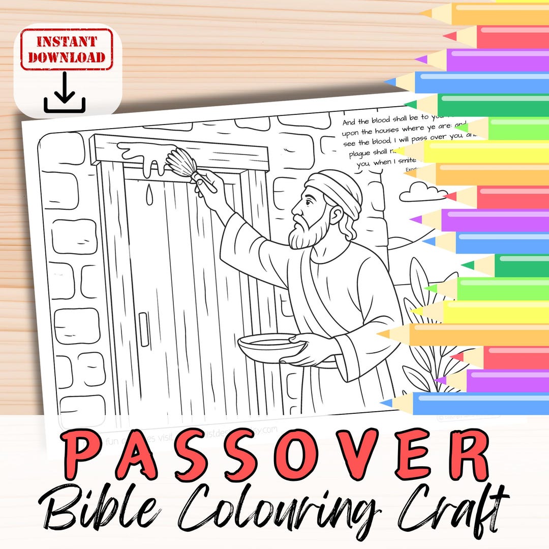 THE PASSOVER Bible Verse Coloring in Sheet Activity for Kids, Youth ...