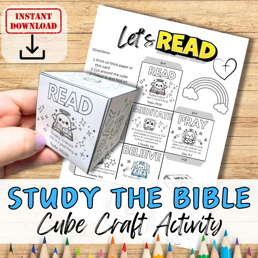 BIBLE STUDY CUBE Paper Craft Activity. How to Read the Bible for Kids ...
