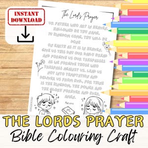 THE LORDS PRAYER Colouring Sheet Activity for Kids, Youth. Sunday ...