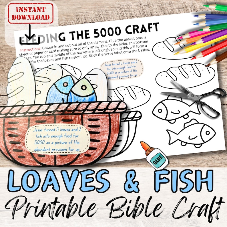 LOAVES & FISH Bible Story Craft Activity for Kids. Sunday School ...