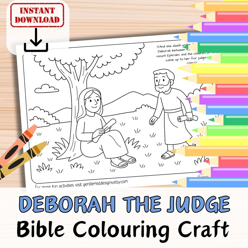 DEBORAH THE JUDGE Bible Verse Coloring in Sheet Activity for Kids ...