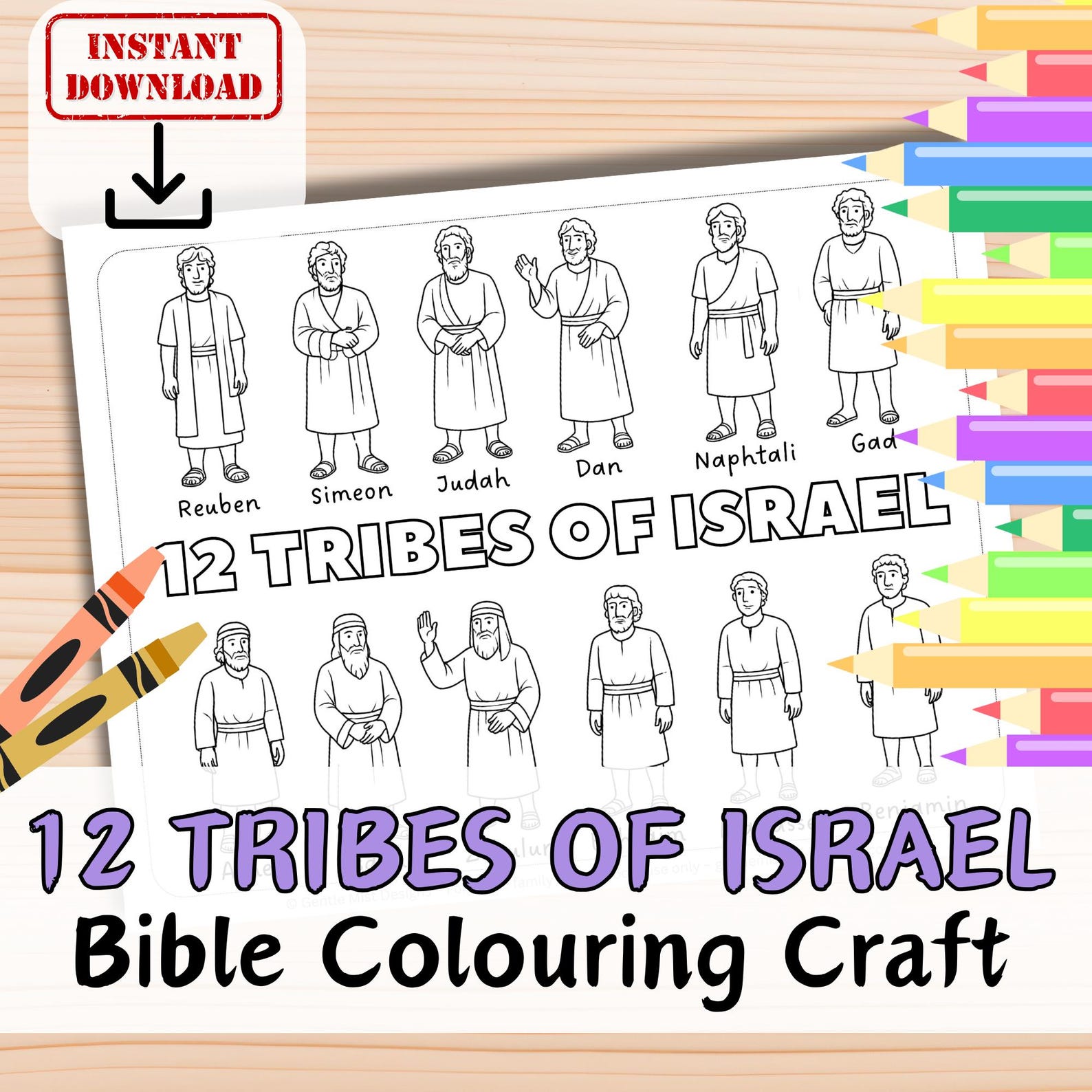 12 TRIBES OF ISRAEL Bible Verse Coloring in Sheet Activity for Kids ...