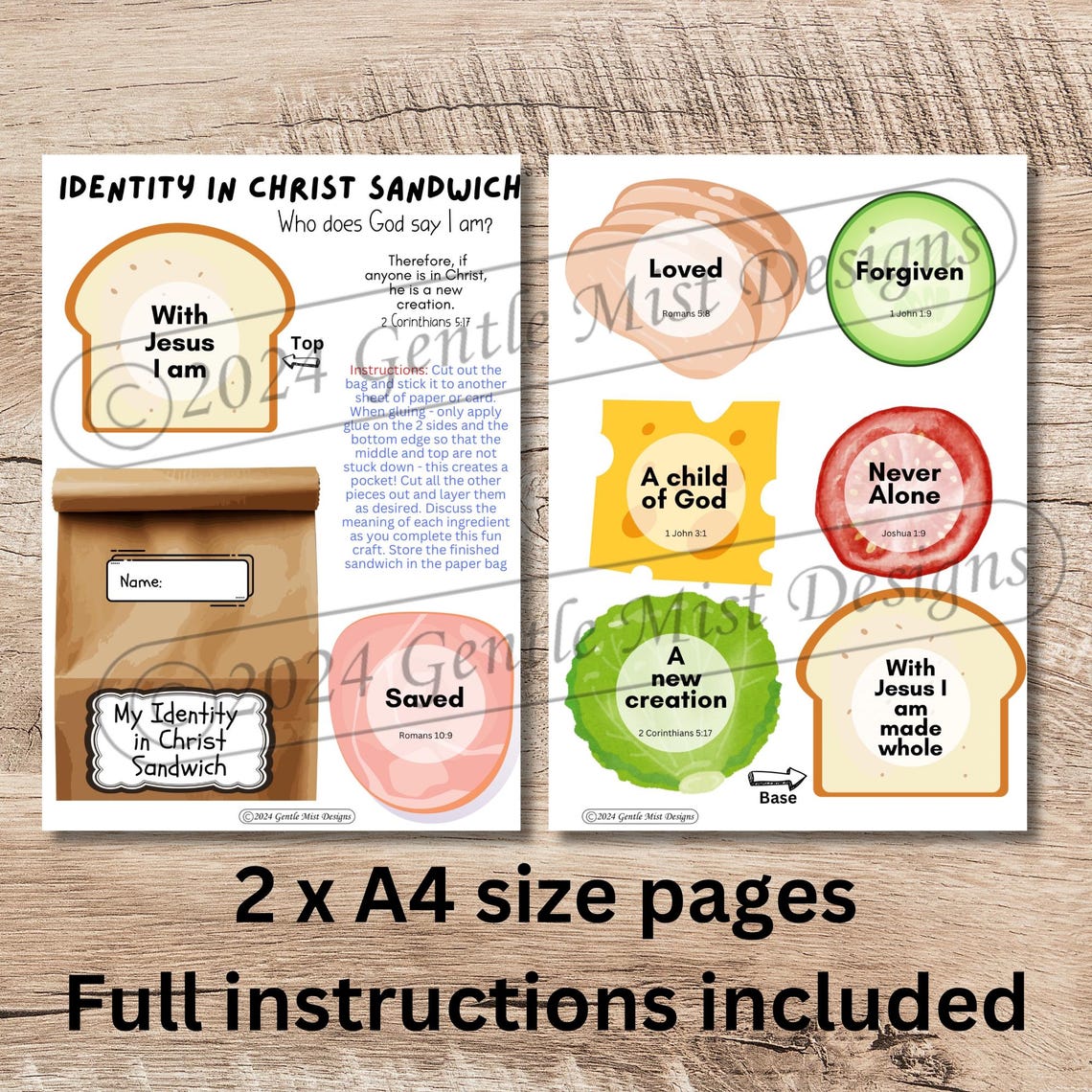 IDENTITY in CHRIST Sandwich Craft Activity for Kids Bible Verse Based ...