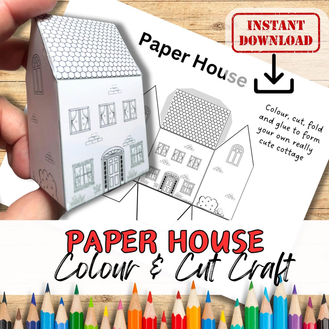DIY PAPER HOUSE Paper Craft Activity for Kids. Easy Printable Kit. Fun ...
