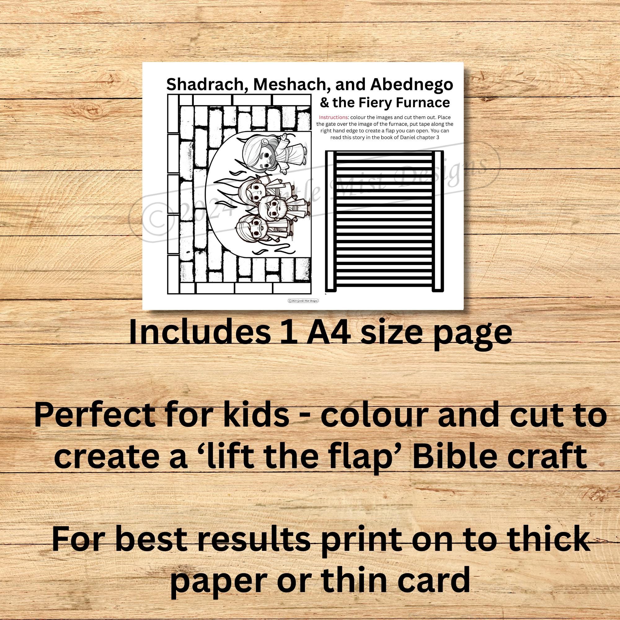 THE FIERY FURNACE Bible Story Lift the Flap Paper Craft for Kids Sunday ...