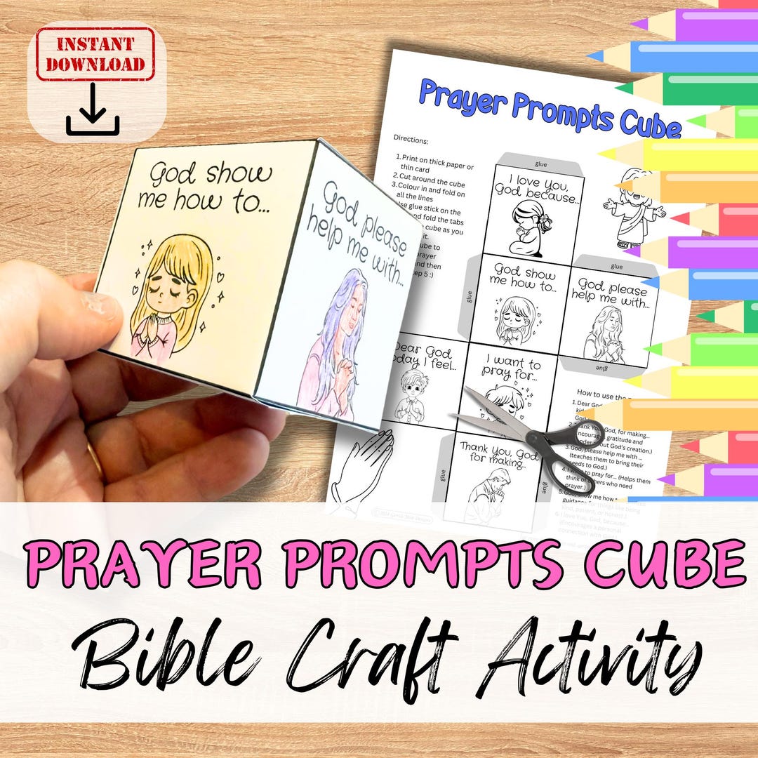 PRAYER PROMPTS CUBE Paper Craft Activity for Kids and Youth. Sunday ...