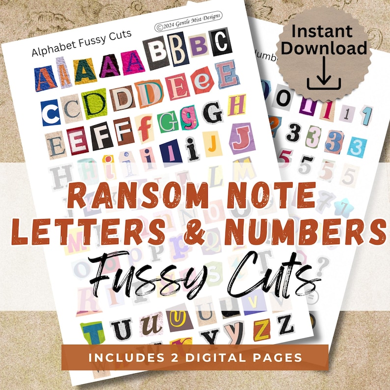 Printable RANSOM NOTE Letters & Numbers Fussy Cuts. Alphabet Images ...