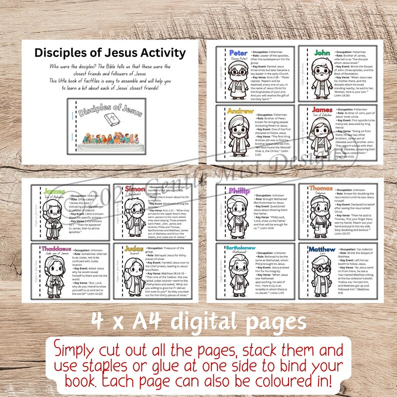DISCIPLES of JESUS Mini Book Craft Activity for Kids Bible Fact Files ...