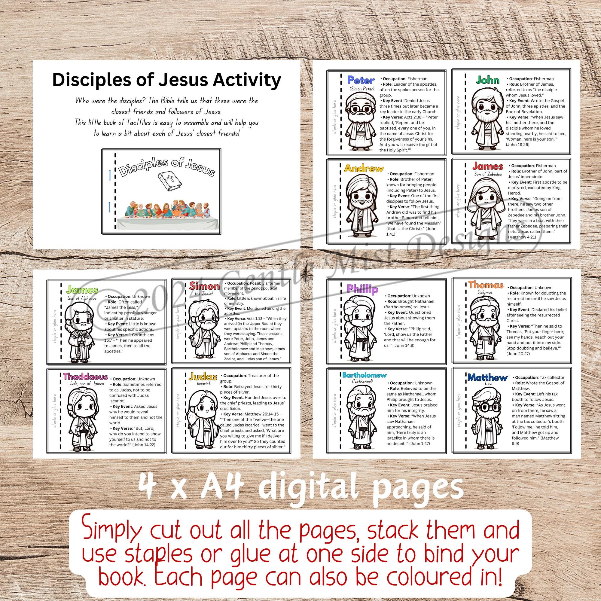 DISCIPLES of JESUS Mini Book Craft Activity for Kids Bible Fact Files ...