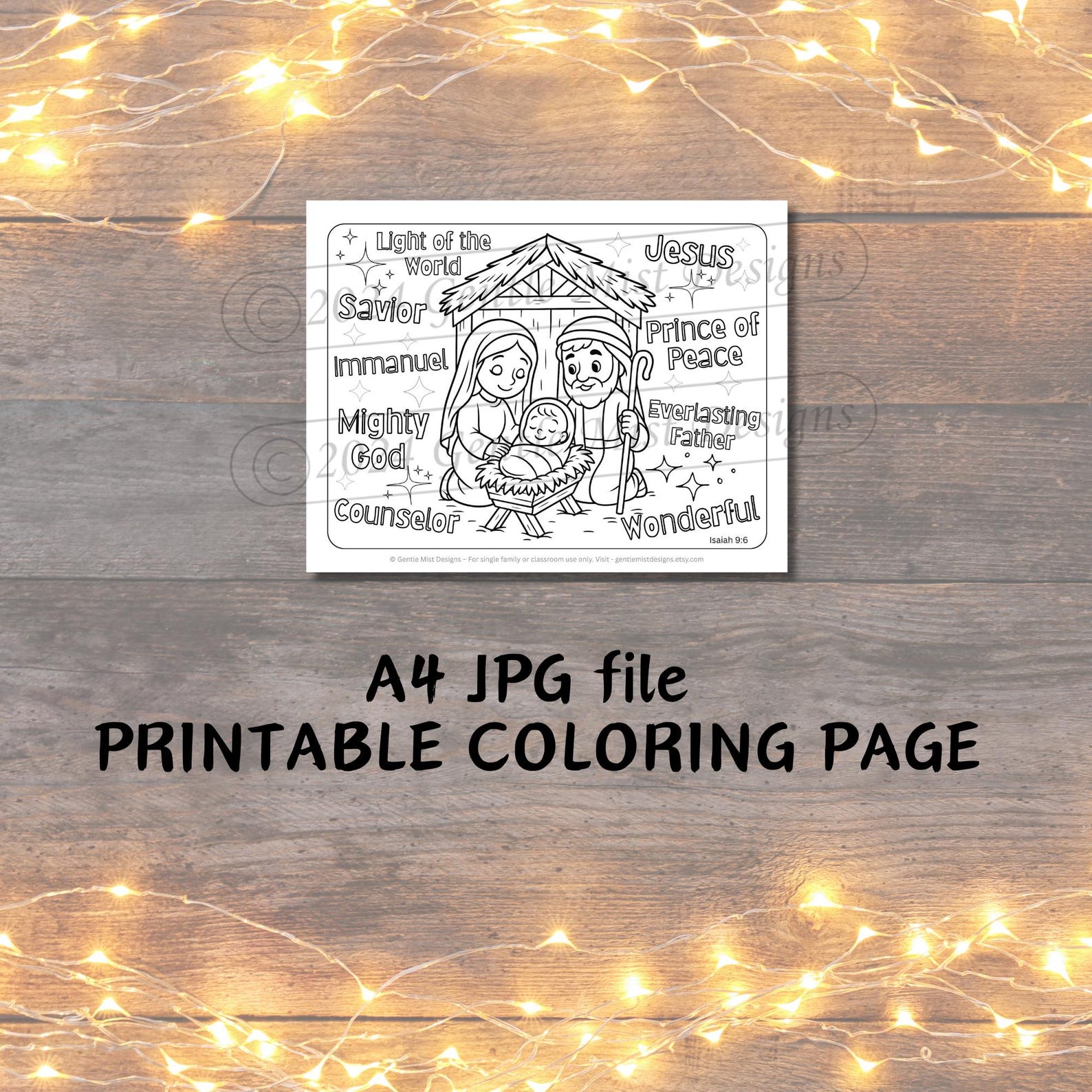 NAMES OF JESUS Nativity Christmas Coloring Page Activity for Kids ...