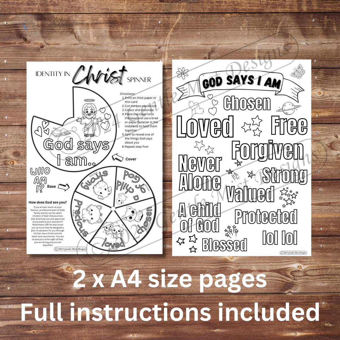 IDENTITY IN CHRIST Spinner Craft. Bible Verse Sunday School Activity ...