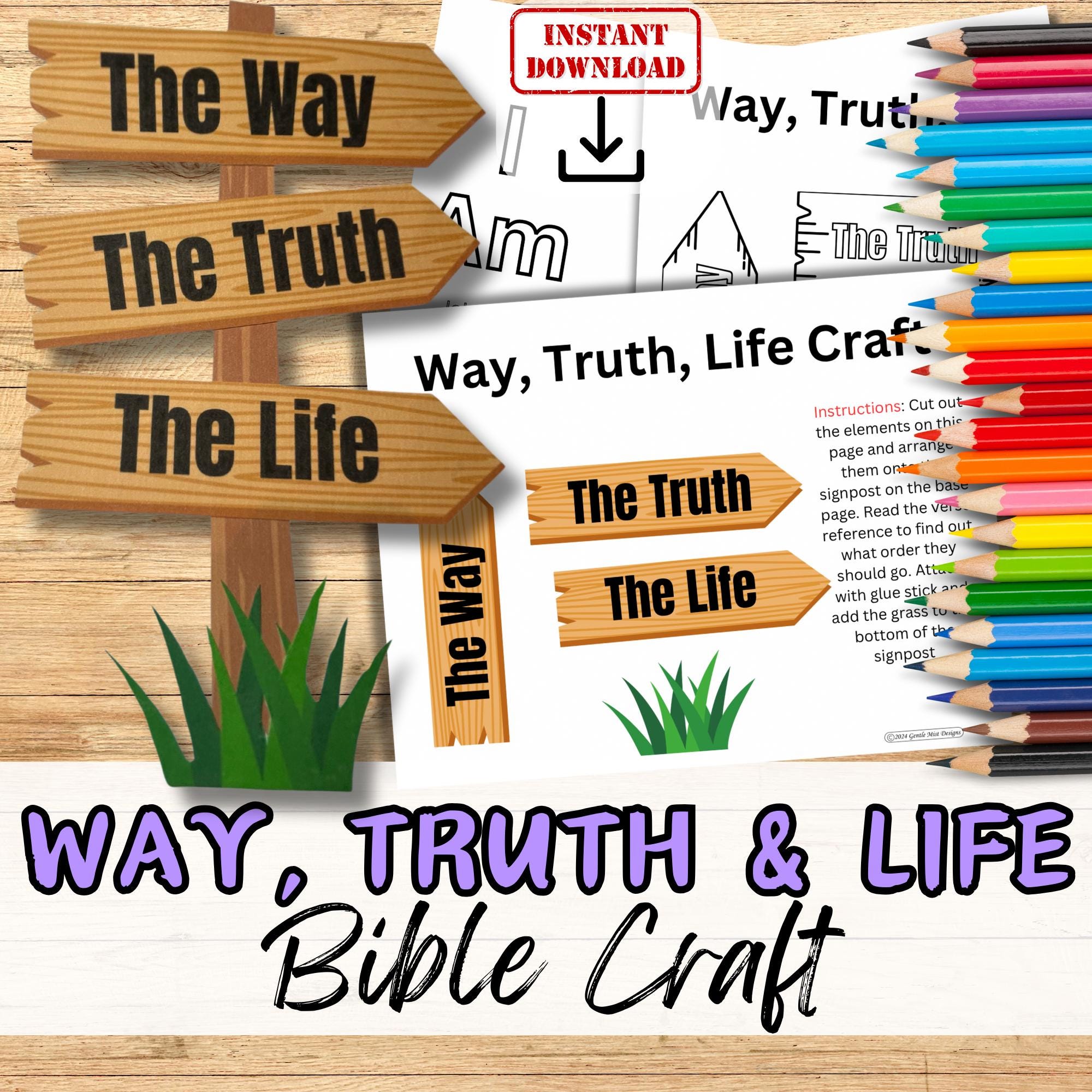 I Am the WAY, TRUTH & LIFE Sign Paper Craft Activity for Kids. Sunday ...