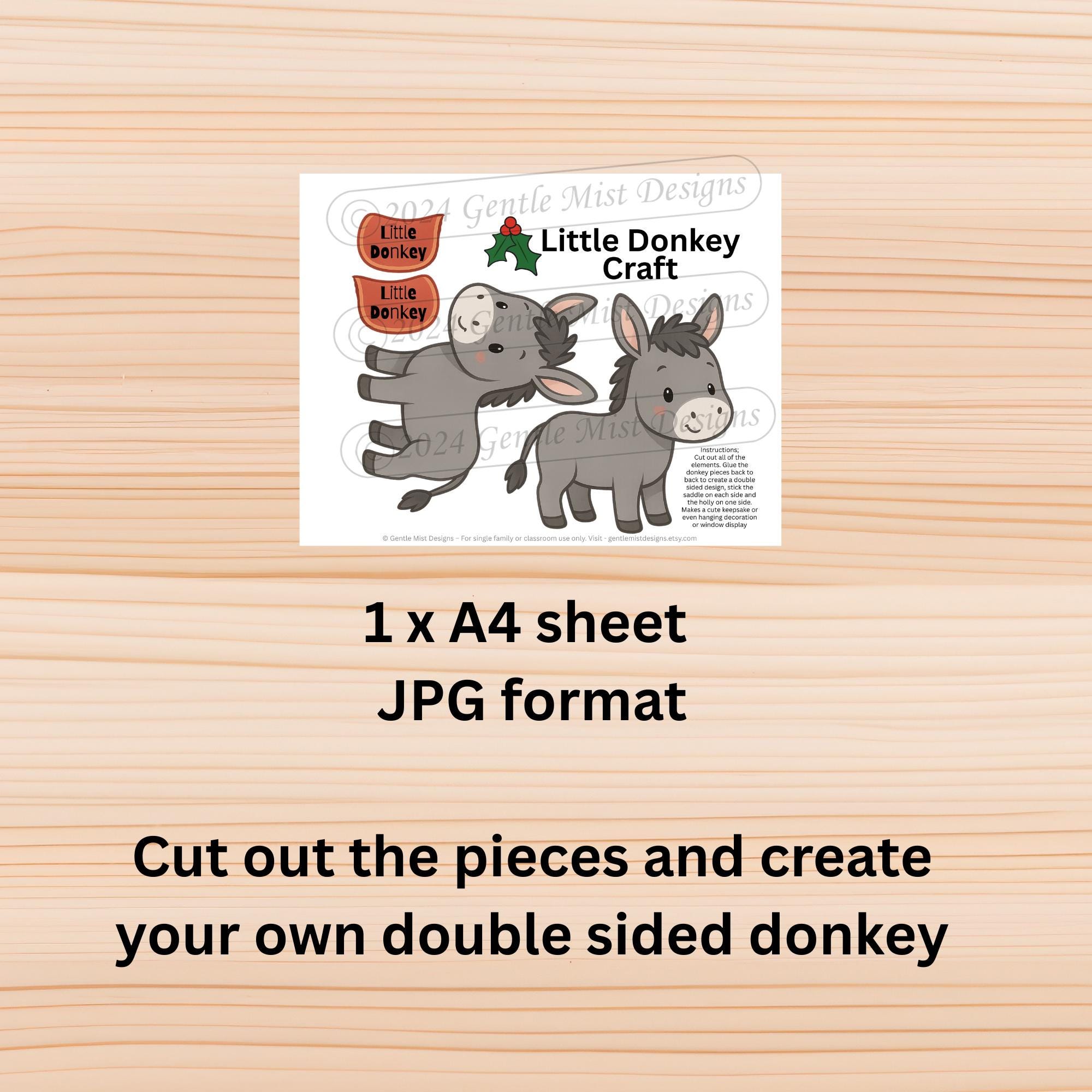 LITTLE DONKEY Christmas Nativity Craft Activity for Kids. Bible ...