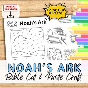 NOAH’S ARK Bible Story Paper Craft Activity for Kids. Printable DIY Cut ...