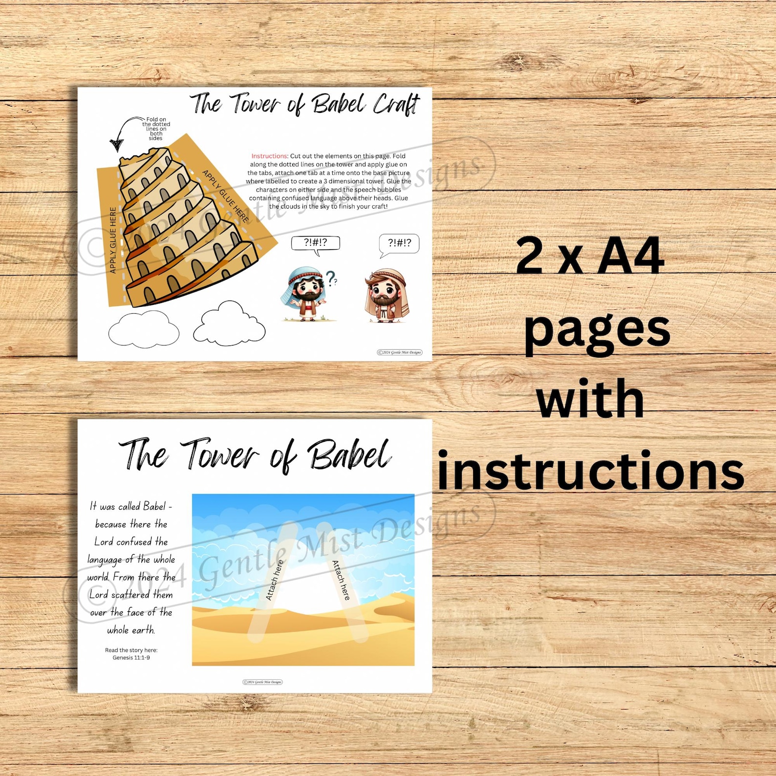 TOWER of BABEL Diy Bible Paper Craft Activity for Kids. Sunday School ...