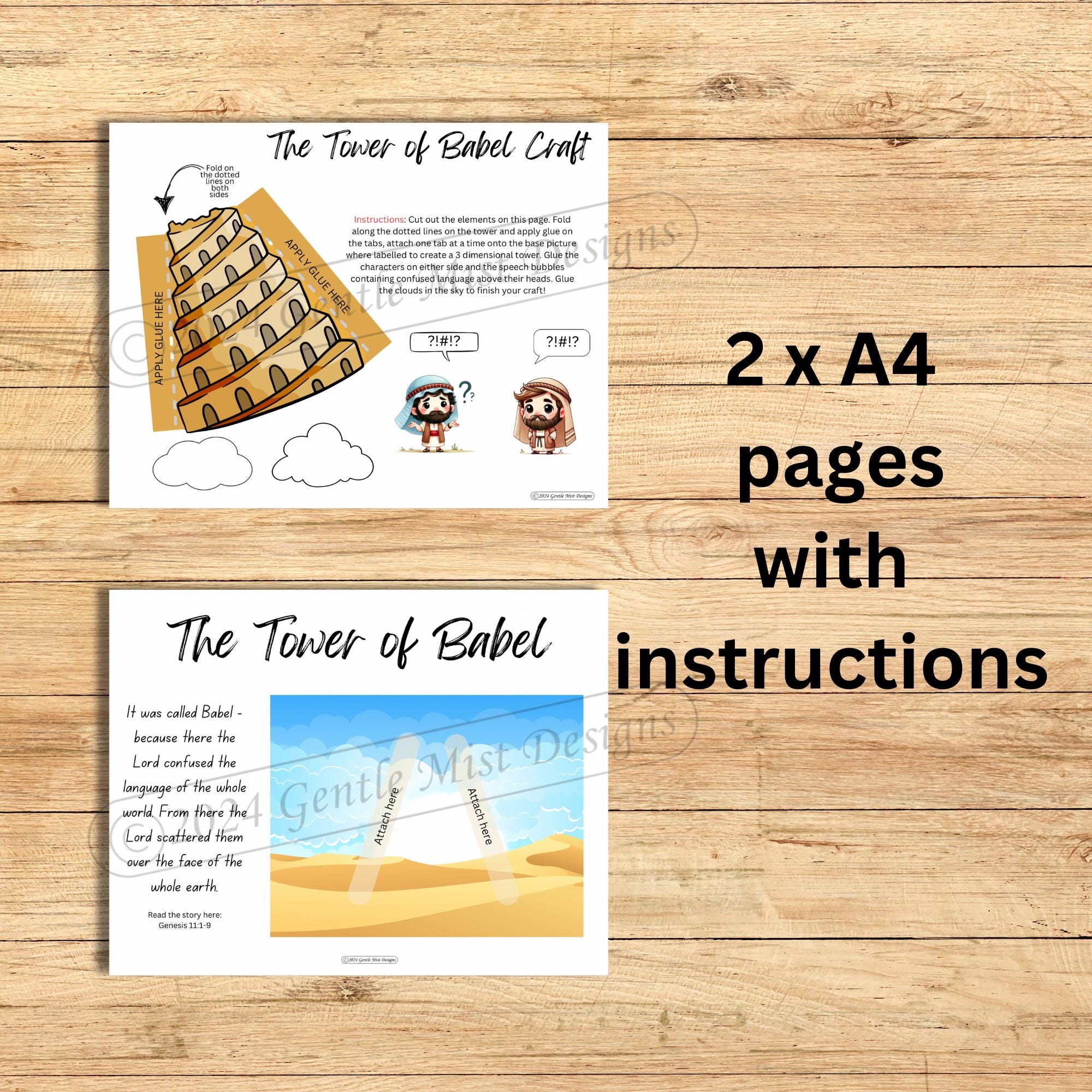 TOWER of BABEL Diy Bible Paper Craft Activity for Kids. Sunday School ...