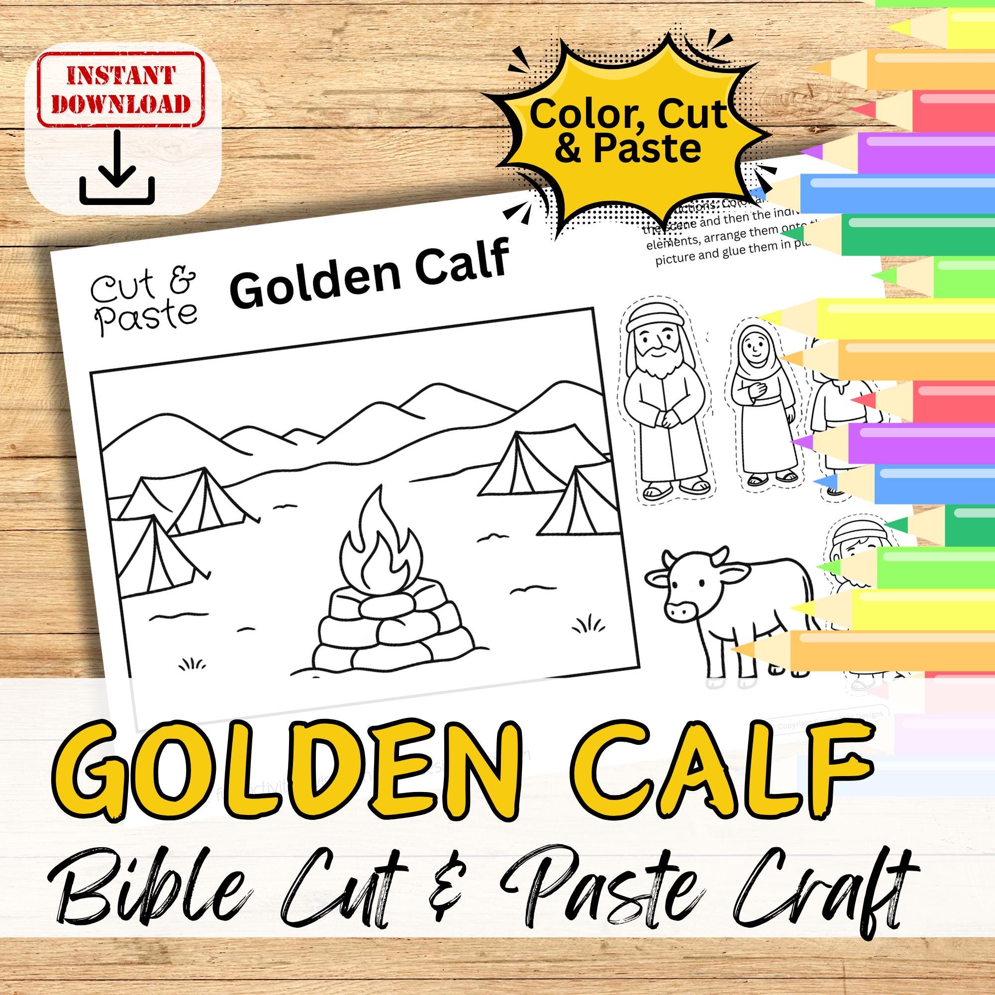 THE GOLDEN CALF Bible Paper Craft Activity for Kids. Printable Diy Cut ...