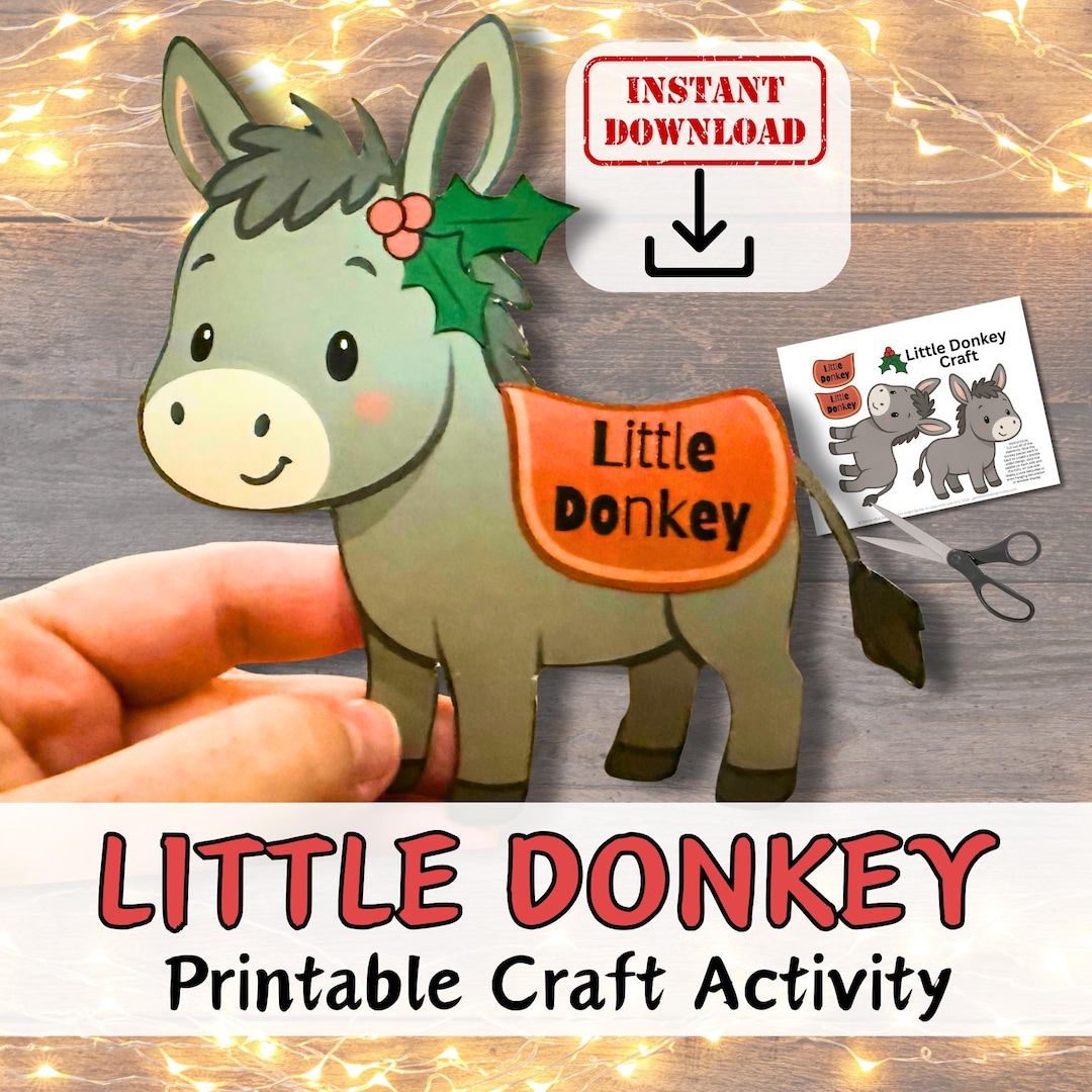 LITTLE DONKEY Christmas Nativity Craft Activity for Kids. Bible ...