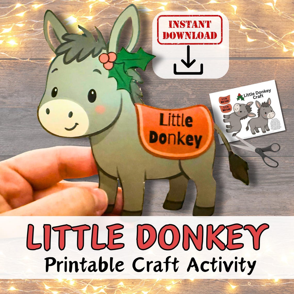 LITTLE DONKEY Christmas Nativity Craft Activity for Kids. Bible ...