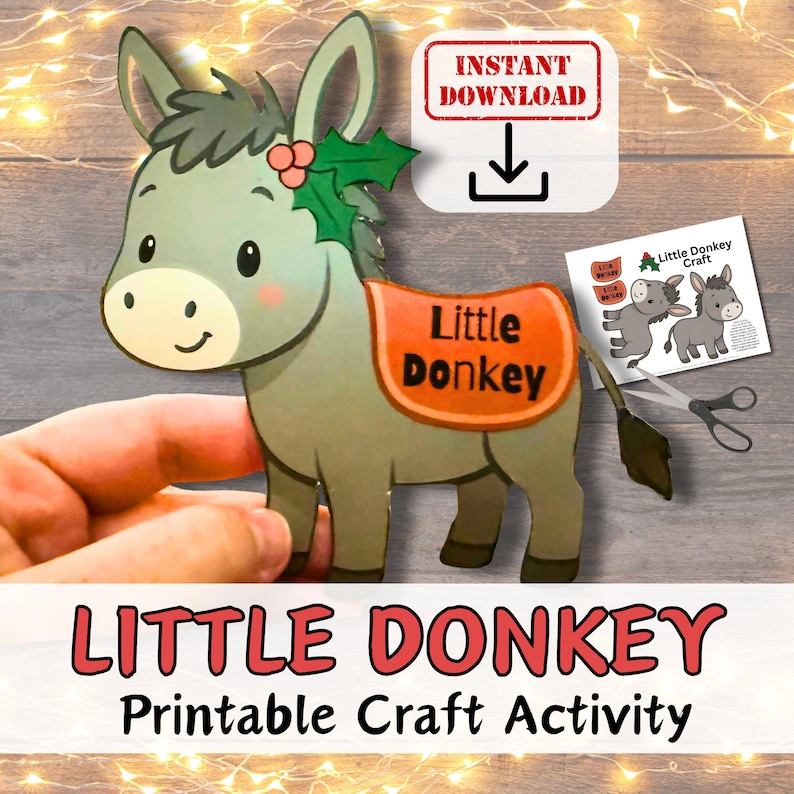 LITTLE DONKEY Christmas Nativity Craft Activity for Kids. Bible ...