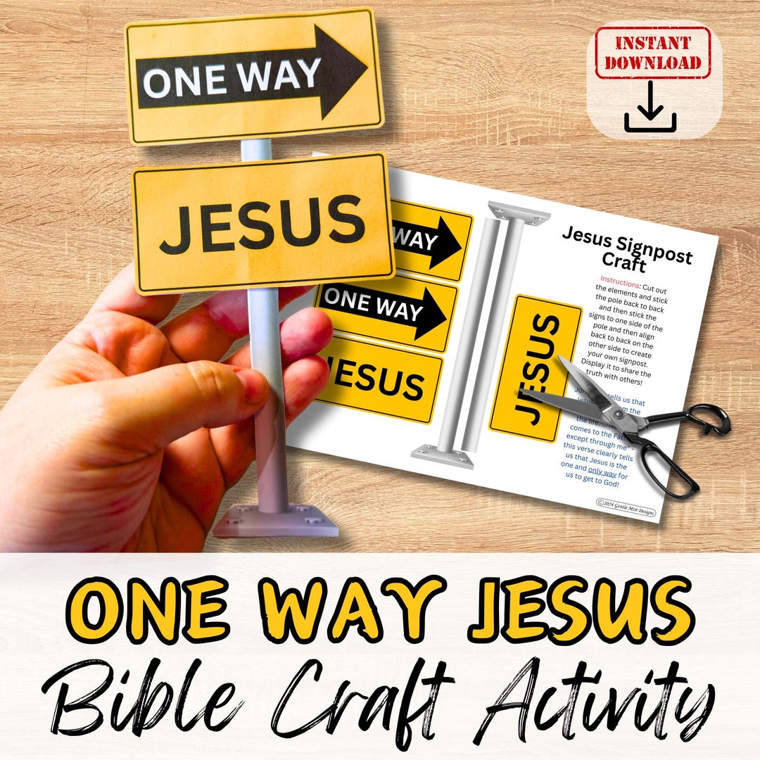 ONE WAY JESUS Sign Printable Paper Craft Activity for Kids. Sunday ...