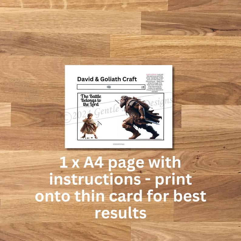 DAVID & GOLIATH Craft Activity for Kids. Bible Story Based Printable ...