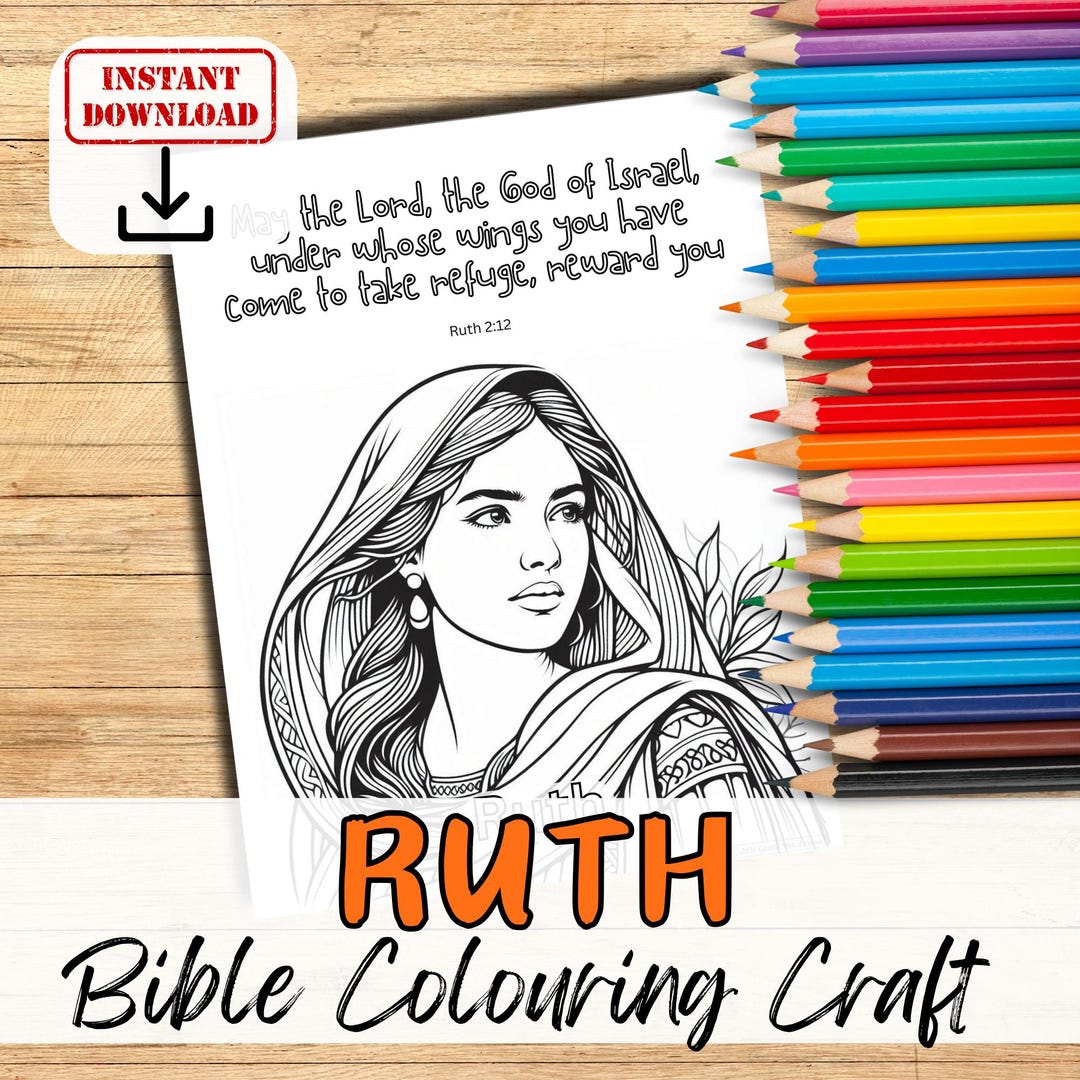 RUTH Bible Story Character Verse Colouring Sheet Activity for Kids ...