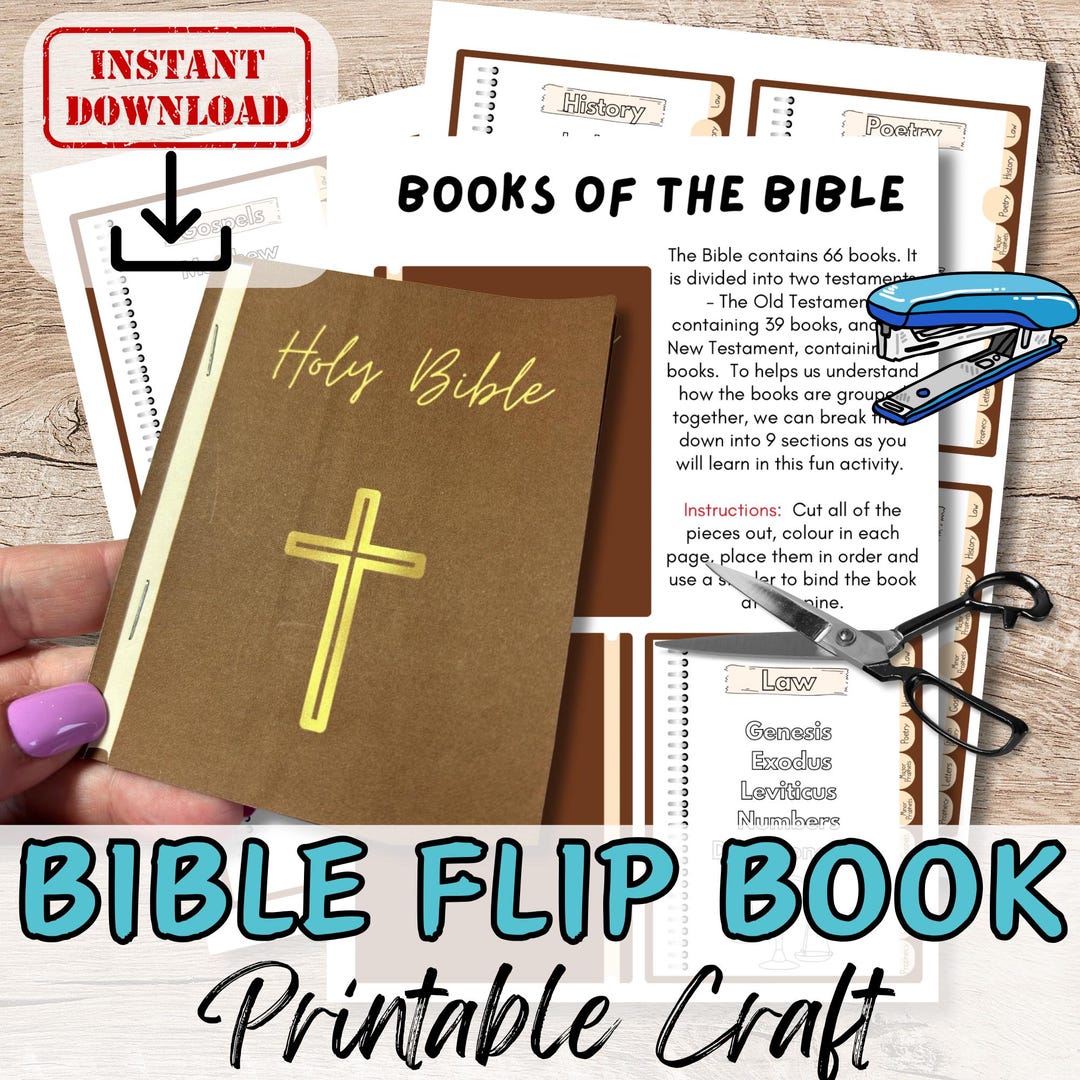 BOOKS of BIBLE Mini Flip Book Craft Activity for Kids Bible Christian ...