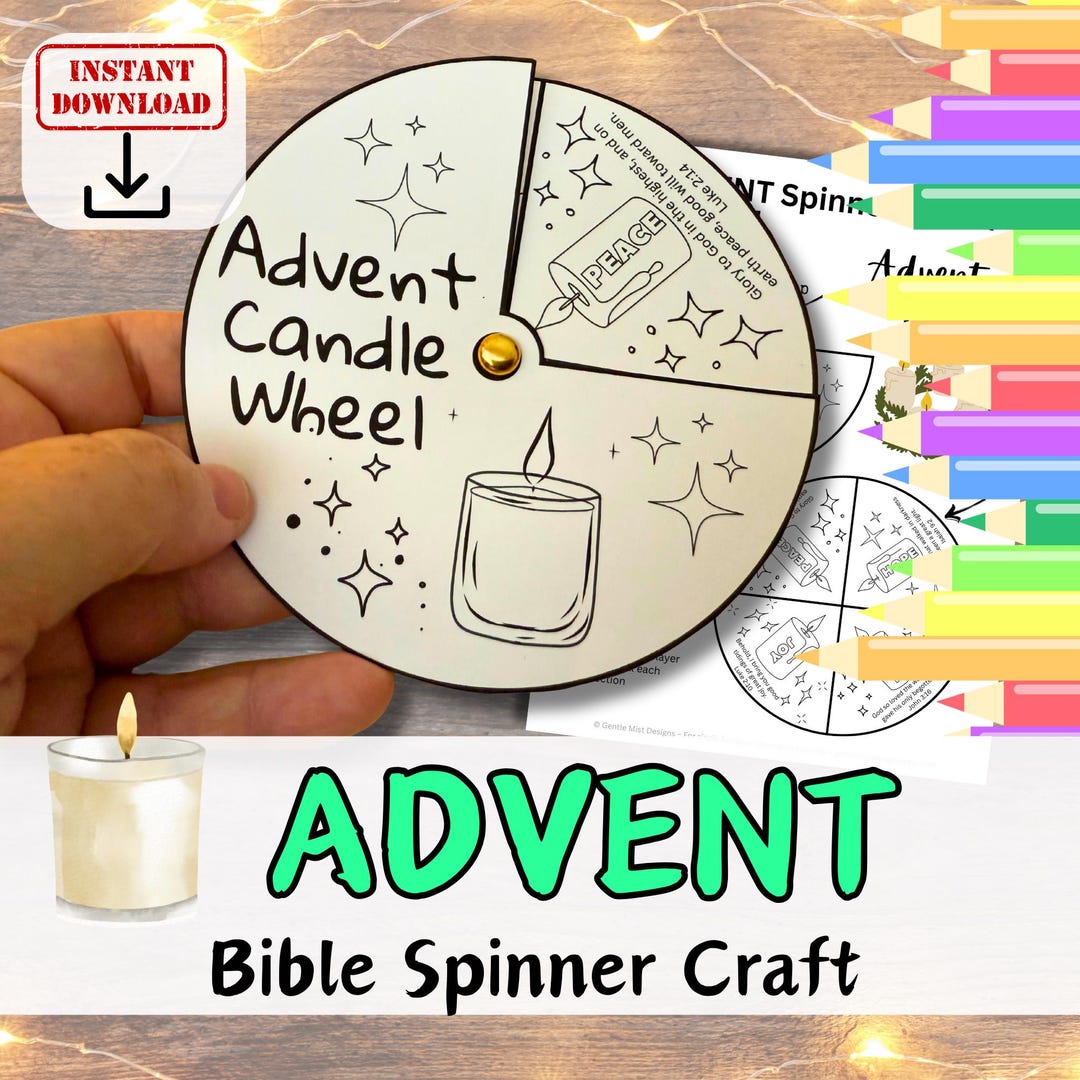ADVENT CANDLE LESSONS Spinner Wheel Craft. Printable Christmas Sunday ...