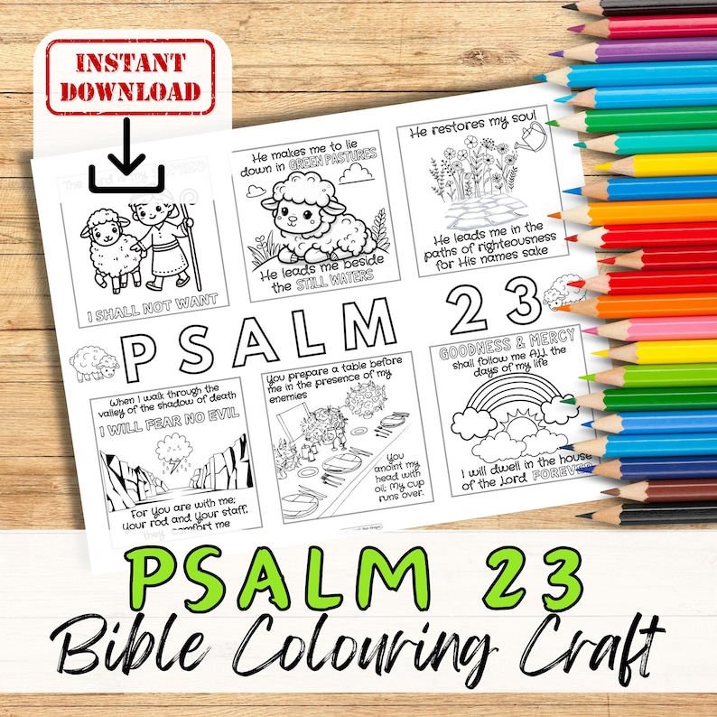 PSALM 23 the Lord is My Shepherd Bible Verse Colouring Sheet Activity ...
