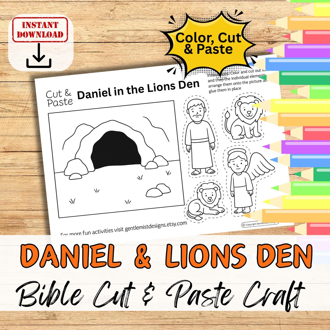 DANIEL in the LIONS DEN Bible Story Paper Craft Activity for Kids ...