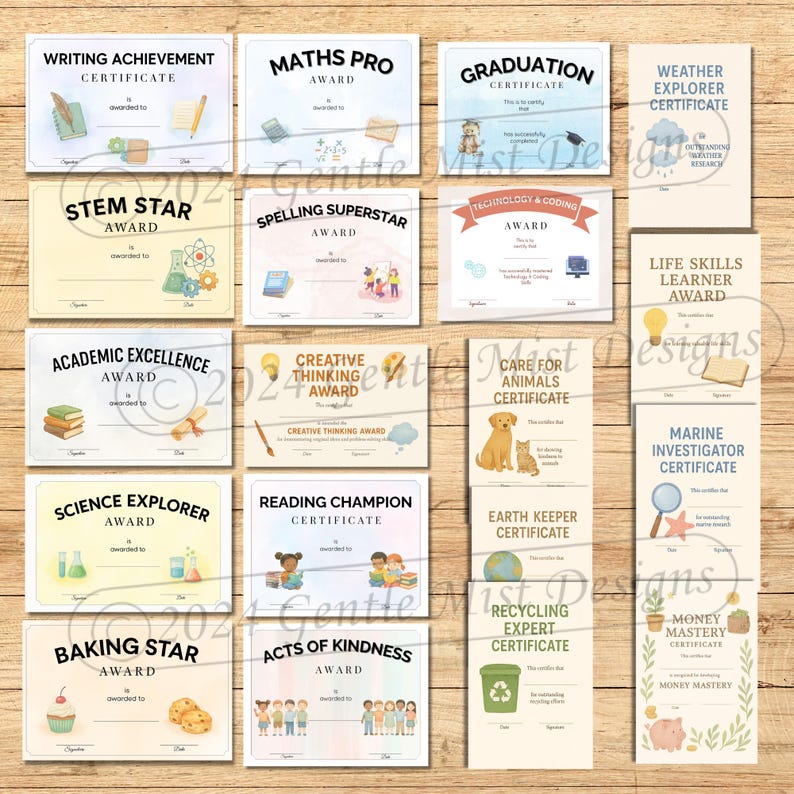 Printable Homeschool Awards Pack | 30 Cute Recognition Certificates for ...