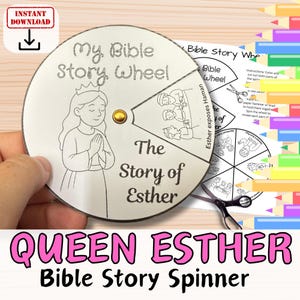 QUEEN ESTHER Bible Spinner Story Wheel Craft. Bible Verse Sunday School ...