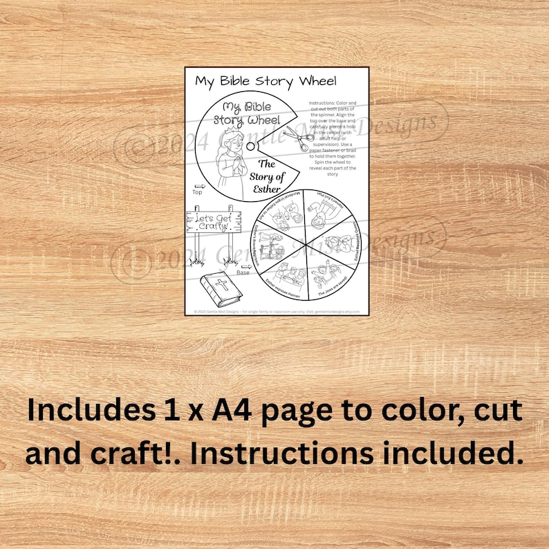 QUEEN ESTHER Bible Spinner Story Wheel Craft. Bible Verse Sunday School ...