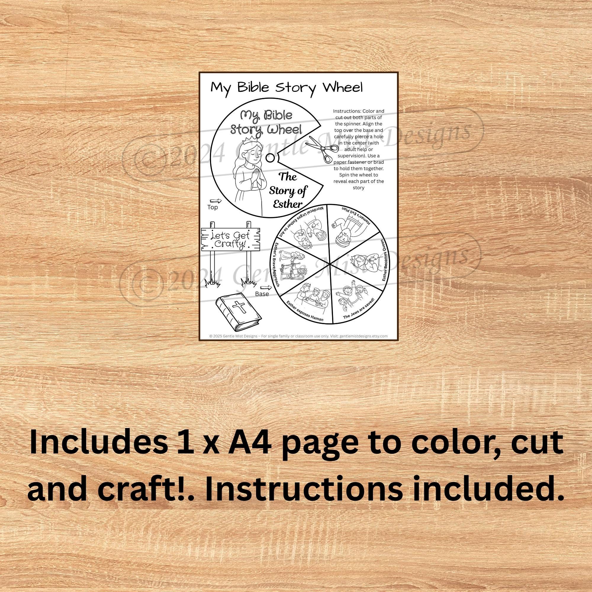 QUEEN ESTHER Bible Spinner Story Wheel Craft. Bible Verse Sunday School ...