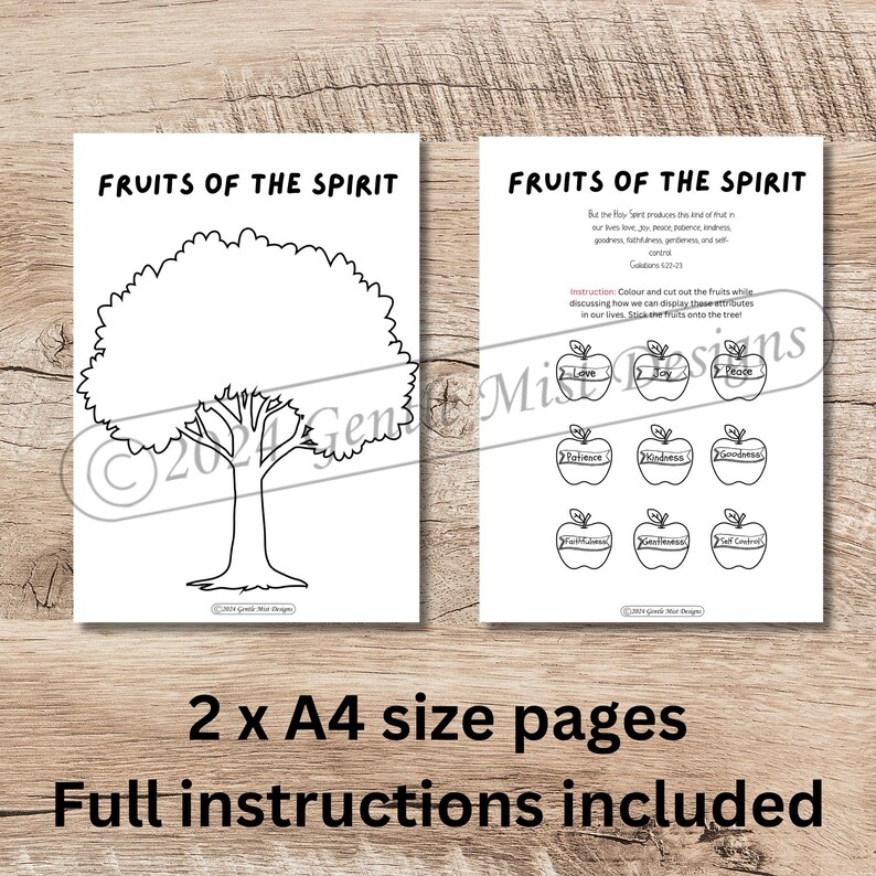 FRUITS of the SPIRIT Cut & Craft Activity for Kids Bible Christian ...