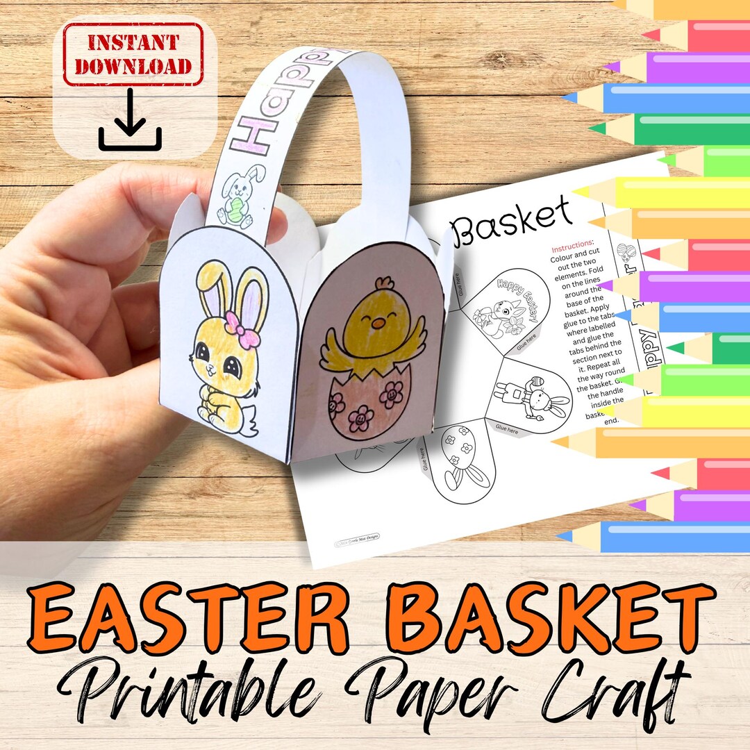 3D EASTER BASKET Paper Craft Activity for Kids. Nursery/childminder ...