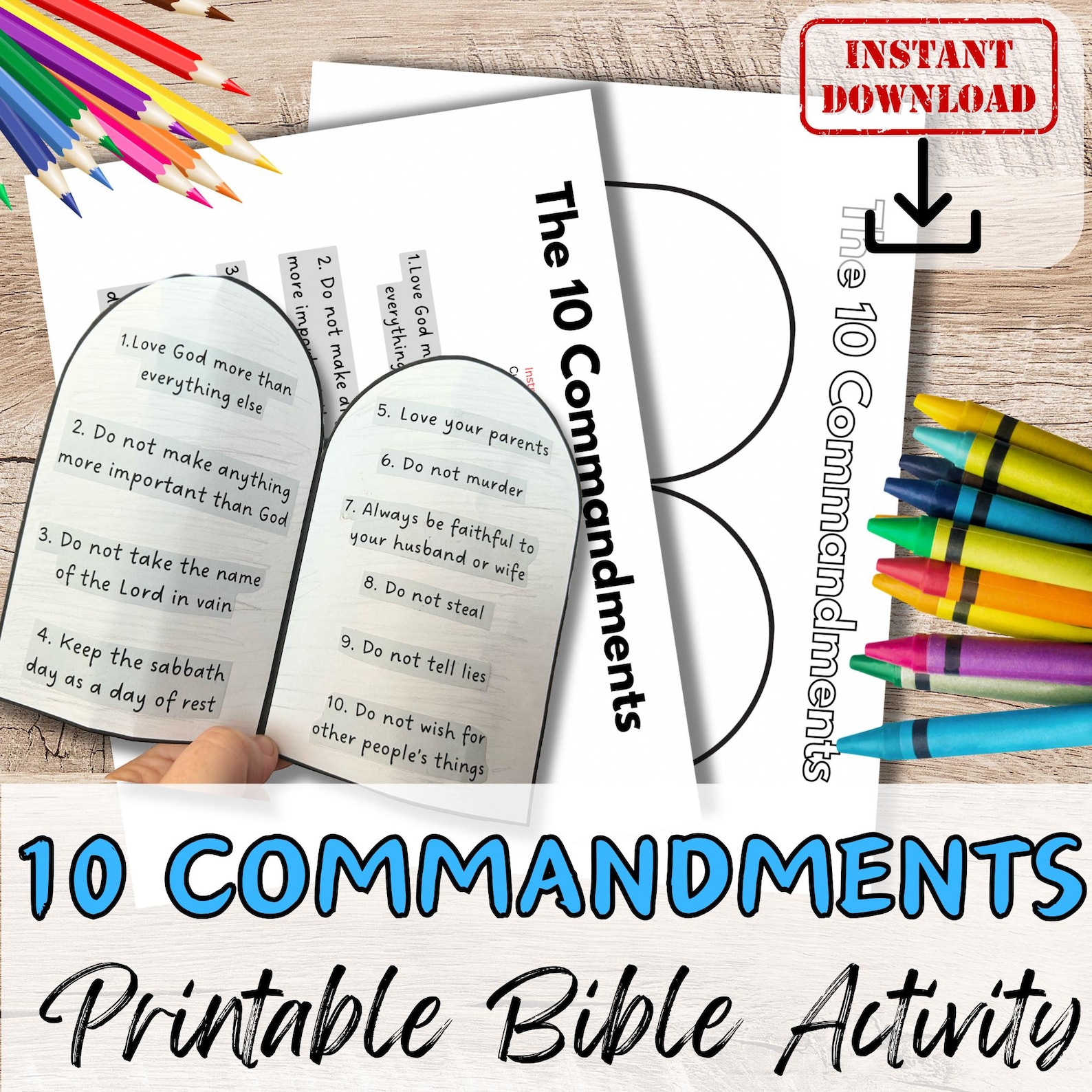 TEN 10 COMMANDMENTS Bible Craft Activity for Kids. Sunday School ...