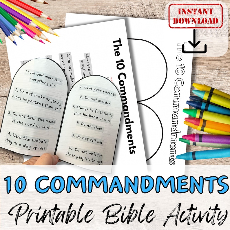 TEN 10 COMMANDMENTS Bible Craft Activity for Kids. Sunday School ...